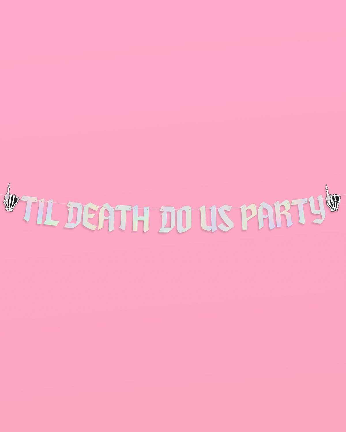 xo, Fetti Til Death Do Us Party Fringe Banner - Black and Iridescent, 5 Ft. | Bachelorette Party Decoration, Gothic Bach, Bridesmaid Favor, Rock Bride to Be Gift, Bridal Shower Supplies, Photobooth Backdrop