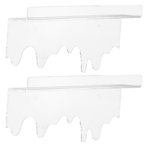 cabilock 2pcs acrylic floating shelves, wall mounted bookshelf cosmetic rack transparent hanging shelves small clear shelf goblincore room decor for bedroom living room bathroom office