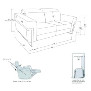 FANCUF Top Grain Leather Loveseat with Power Recliner for Indoor Living Room Furniture