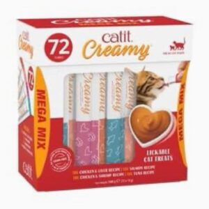 Catit Creamy Lickable Cat Treat, Healthy Cat Treat, 4 Flavours, 72 Tubes, 1080g (72 X 15g)