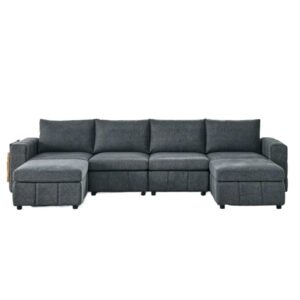 fancuf upholstered modular sofa, u-shaped sectional sofa sets for living room apartment(4-seater with 2 ottoman)