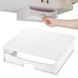 aucuqu 10-inch paper plate dispenser, under cabinet plastic dish holder | lightweight& sturdy - white