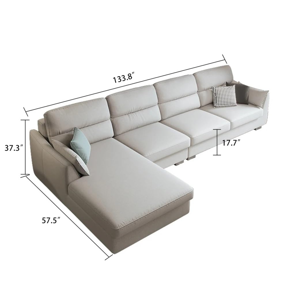 FANCUF Sofa Linen Living Room Sofa Hardwood Frame 133.8"(L) x57.5(W) x37.3(H)