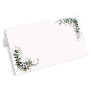 150 pcs watercolor pattern place cards, 3.5"x4" folding seating name cards for wedding, banquets, dinner parties