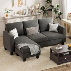 FANCUF Sofa with Linen Fabric Sectional Sofa Couch Movable Small Couch for Small Apartments Living Room Home, As show