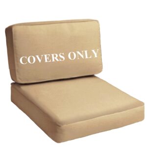 tecosara patio cushion covers replacement outdoor seat cushions cover for patio furniture, deep seat bottom and back cushion cover set for chair, sofa and couch, 2packs, 28x28x6/28x17x6, camel