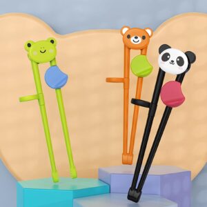 Training Chop-sticks for Kids, Training Chop-sticks Comfortable Grip Chewable Cartoon Chop-sticks for Beginners Learning chop-sticks Black Flatware