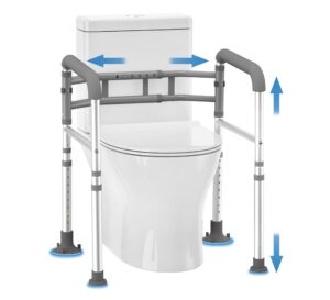 delog toilet safety rails 350 lb - adjustable toilet safety frame & rails, toilet safety rail for elderly adults, toilet handles for seniors, toilet bars for elderly & handicap