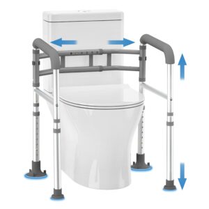 Delog Toilet Safety Rails 350 lb - Adjustable Toilet Safety Frame & Rails, Toilet Safety Rail for Elderly Adults, Toilet Handles for Seniors, Toilet Bars for Elderly & Handicap