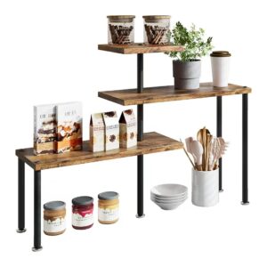 dazioter corner shelf countertop organizer 3 tier kitchen corner shelves adjustable spice storage rack for bathroom coffee area over sink (black)