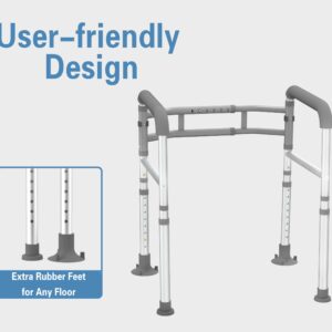 Delog Toilet Safety Rails 350 lb - Adjustable Toilet Safety Frame & Rails, Toilet Safety Rail for Elderly Adults, Toilet Handles for Seniors, Toilet Bars for Elderly & Handicap