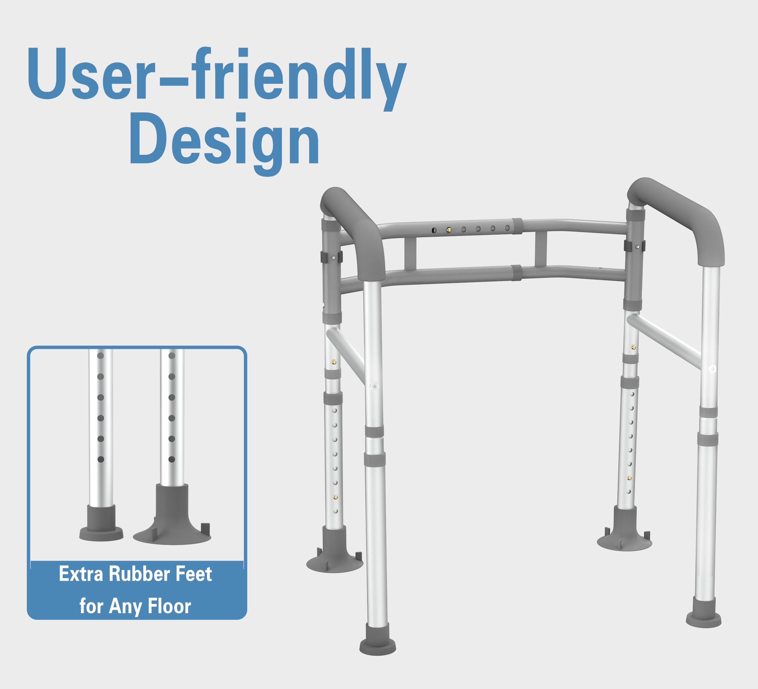 Delog Toilet Safety Rails 350 lb - Adjustable Toilet Safety Frame & Rails, Toilet Safety Rail for Elderly Adults, Toilet Handles for Seniors, Toilet Bars for Elderly & Handicap