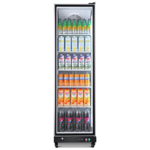 BODEGACOOLER Commercial Merchandiser Refrigerator,12.5 Cu.Ft Glass Door Display Refrigerator,Upright Commercial Beverage Display Cooler with Soft LED Light,Adjustable Shelves,Black