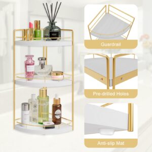 BSTSLL 3 Tier Bathroom Organizer Countertop,Corner Bathroom Counter Organizer,Gold Bathroom Countertop Organizer,for Skincare Product, Kitchen, Bedroom,Vanity Organizer