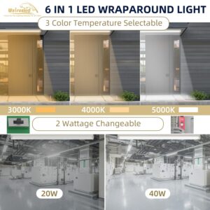 2 Pack 4FT Tri-Level Sensor LED Linear Strip Emergency Stairwell Light w/Remote, CCT 20W/40W Selectable, 125lm/W, Battery Backup, 30K/40K/50K, IP20, Dimmable Commercial Shop Ceiling Light Fixture, FCC