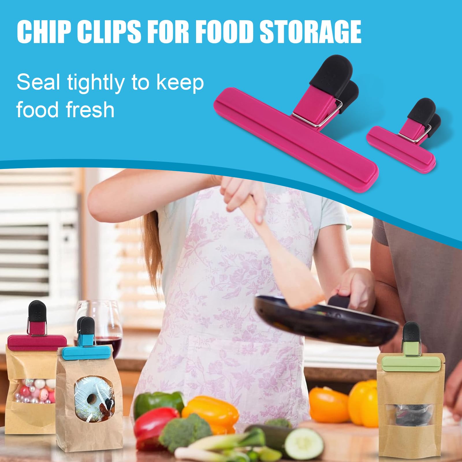 10 Pack Chip Clips Bag Clips Food Clips, Snack Clips Bag Clips for Chips and Other Food Bags, Kitchen Clips for Food Storage(5 x L, 5 x S)