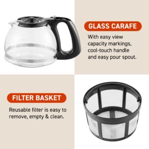 Elite Gourmet EHC4128 Automatic 4-Cup Brew & Drip Coffee Maker with Pause N Serve, Glass Carafe, Reusable Filter, On/Off Switch, Keep Warm, Water Level Indicator, Black