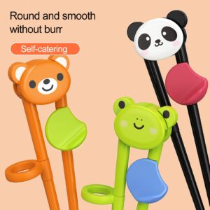 Training Chop-sticks for Kids, Training Chop-sticks Comfortable Grip Chewable Cartoon Chop-sticks for Beginners Learning chop-sticks Black Flatware