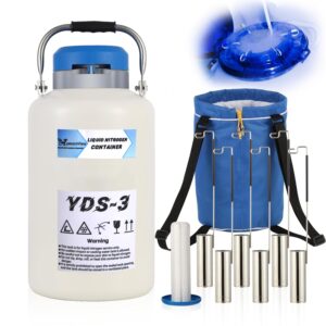 3l liquid nitrogen tank, semen tank, aluminum alloy cryogenic container liquid nitrogen (ln2) dewar, tank dewar with 6 canisters & carry bag (3l)