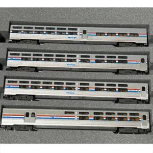 kato usa, inc. viewliner ii sleeper, baggage-dorm, diner 4 car set, amtrak phase iii