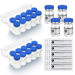 threlaco 20 sealed sterile empty vials with self healing injection port glass penicillin bottle with 20 label stickers (5ml)