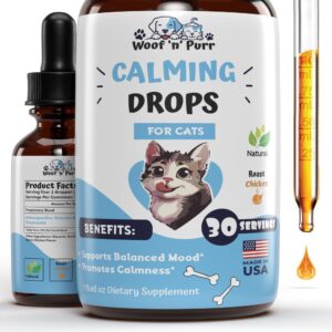 cat calming drops - cat anxiety relief - calm cat - anxiety relief for cats - cat calming - cat calming supplement - cat anxiety - cat stress relief - 1 fl oz - roast chicken flavor