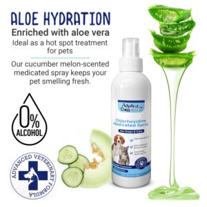 Alpha Dog Series Chlorhexidine Spray (8 oz) – Easy-Apply Skin Relief – Soothes Hot Spots, Rashes in Dogs & Cats - Itch Relief – Lightly Scented