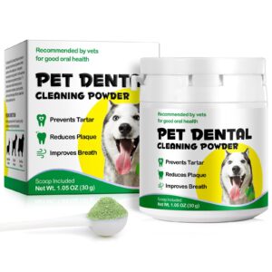 dog dental powder, teeth cleaning powder for dogs, dental care for dog teeth breath freshener, plaque & bad breath off powder dog, dog breath freshener for small, medium, large dogs 30g