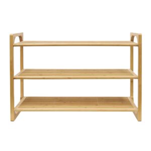 RoyalHouse Bamboo Stackable Shoe Rack, 3-Tier Shoe Organizer, Perfect Free Standing Shoe Rack for Living Room, Closet, Entryway, Bedroom