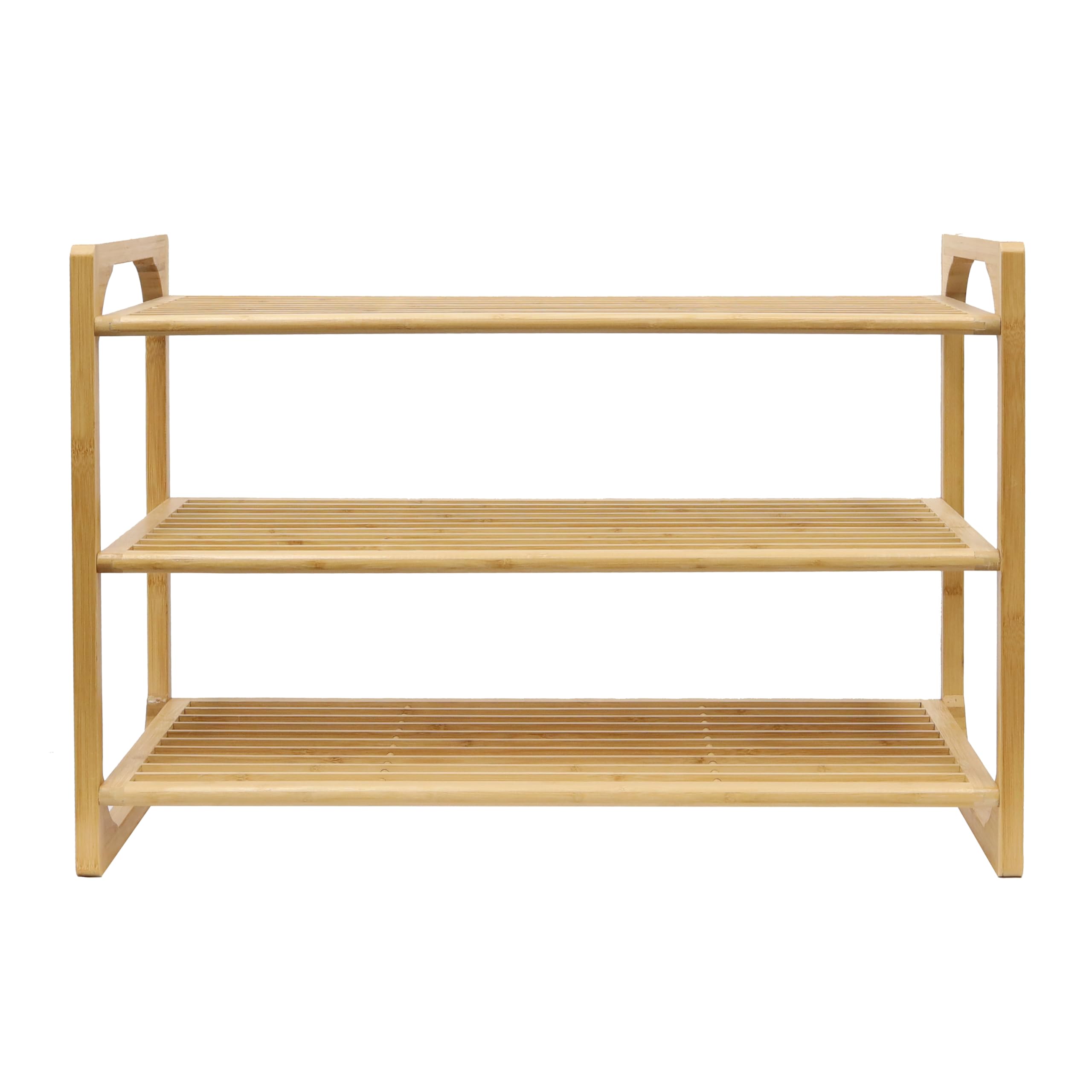 RoyalHouse Bamboo Stackable Shoe Rack, 3-Tier Shoe Organizer, Perfect Free Standing Shoe Rack for Living Room, Closet, Entryway, Bedroom