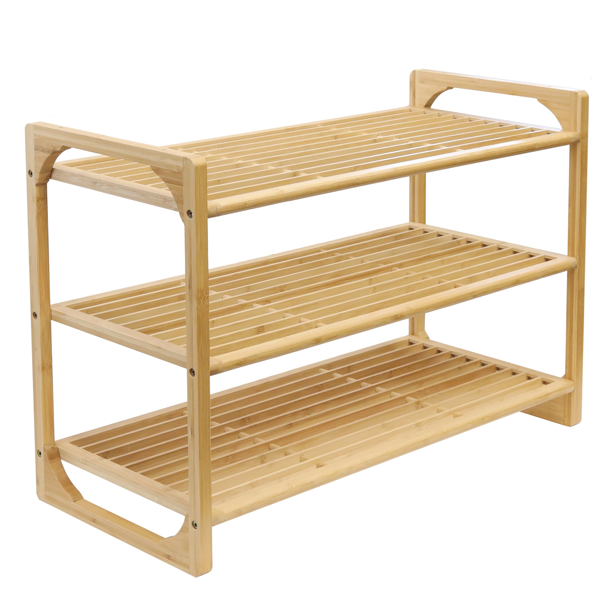 RoyalHouse Bamboo Stackable Shoe Rack, 3-Tier Shoe Organizer, Perfect Free Standing Shoe Rack for Living Room, Closet, Entryway, Bedroom