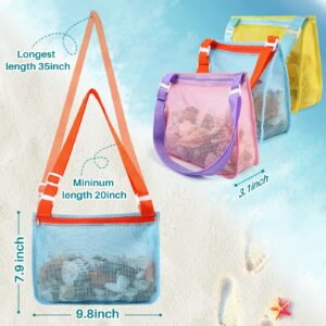 CLAPET Mesh Beach Bag for Kids Sand Toys, 3 Pack Shell Collecting Bag for Beach Toys Seashell Swimming Accessories for Boys Girls Toddler (Only Bags)