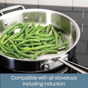 All-Clad D5 5-Ply Brushed Stainless Steel Fry Pan With Lid, 14 Inch, Compatible With Any Stovetop Including Induction, Oven Broiler Safe 600F, Pots and Pans, Frying Pan, Skillet, Cookware, Silver