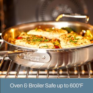 All-Clad D5 5-Ply Brushed Stainless Steel Fry Pan With Lid, 14 Inch, Compatible With Any Stovetop Including Induction, Oven Broiler Safe 600F, Pots and Pans, Frying Pan, Skillet, Cookware, Silver