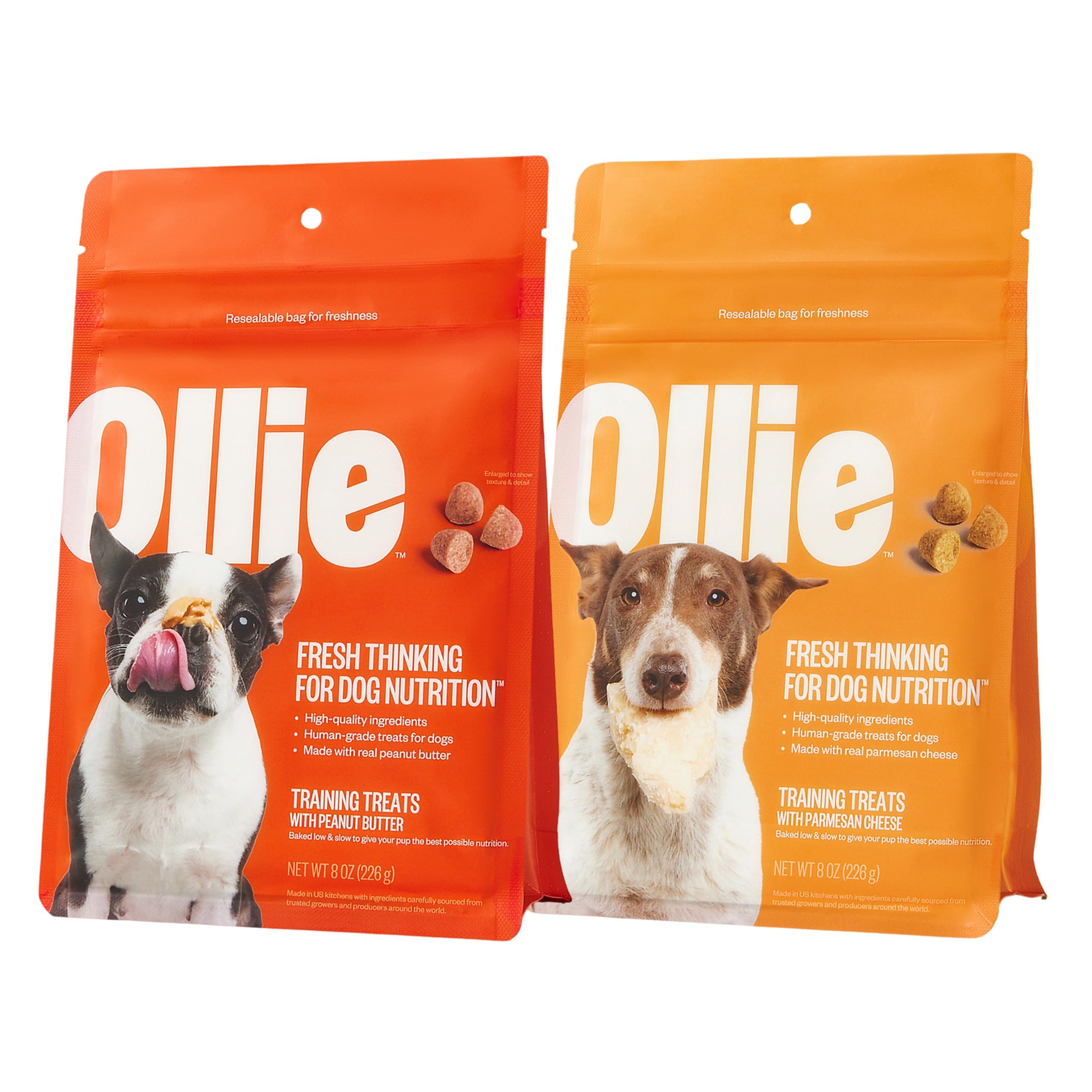 Ollie Soft Training Treats Variety Pack - Parmesan & Peanut Butter Recipe - Dog Training Treats All Natural - Healthy Dog Treats - 100% Human Grade - Baked in USA Kitchens 16 Oz.