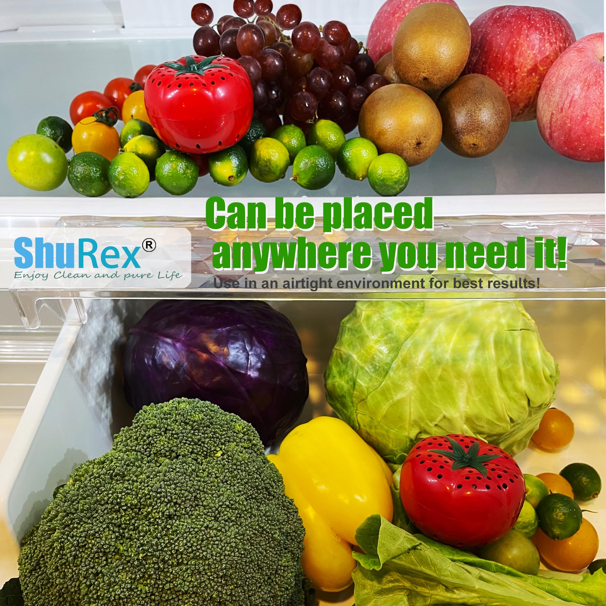 ShuRex Produce Freshness Preserver Saver Kit- Keep Fruits and Vegetables Fresh Longer, Ethylene Gas and Odor Absorber in Refrigerator (2 Pack)