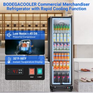 BODEGACOOLER Commercial Merchandiser Refrigerator,12.5 Cu.Ft Glass Door Display Refrigerator,Upright Commercial Beverage Display Cooler with Soft LED Light,Adjustable Shelves,Black