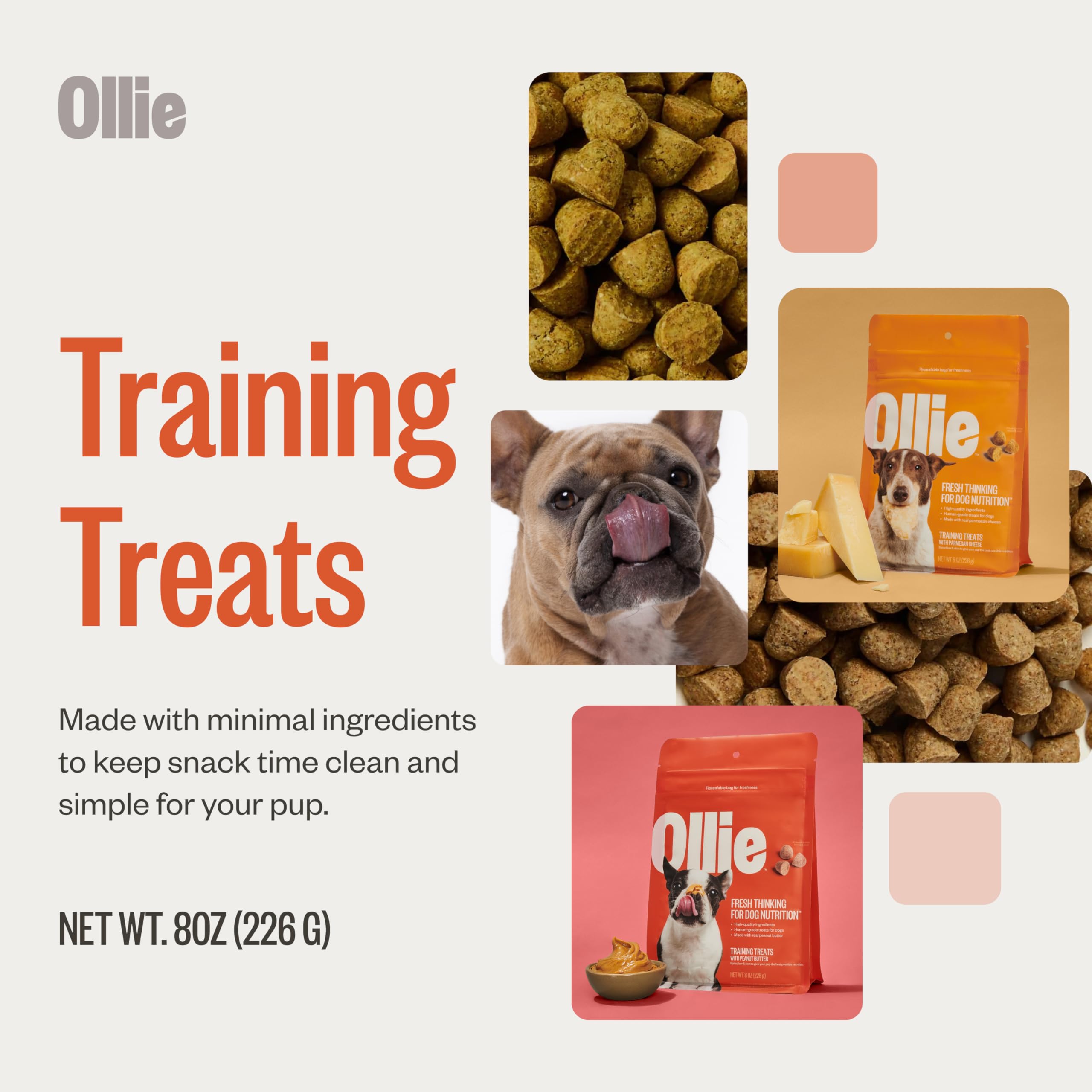 Ollie Soft Training Treats Variety Pack - Parmesan & Peanut Butter Recipe - Dog Training Treats All Natural - Healthy Dog Treats - 100% Human Grade - Baked in USA Kitchens 16 Oz.