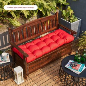 ARTPLAN Outdoor 48 Inch Bench Cushion Tufted for Outdoor Furniture, 48"x18"x4" Wicker Patio Loveseat Cushion All Weather,Red