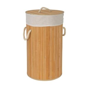 household essentials bamboo laundry hamper with rope handles, 15-gallons, natural