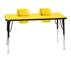 toddler tables 2-seat feeding table, yellow top, yellow seats