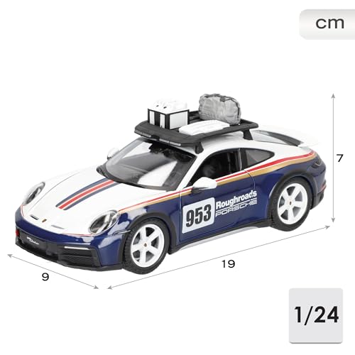 BBURAGO - 1/24 Racing - 2023 Porsche 911 Dakar - New 2024: Metal Racing Vehicle - Interior Details - Opening Doors and Hood - Scale 1/24., B18-28029