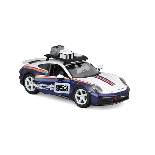 BBURAGO - 1/24 Racing - 2023 Porsche 911 Dakar - New 2024: Metal Racing Vehicle - Interior Details - Opening Doors and Hood - Scale 1/24., B18-28029