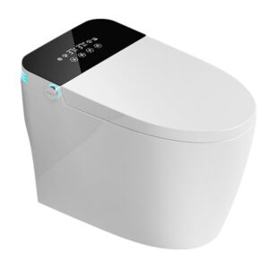 smart toilet with bidet built in one-piece bidet toilet seat,foot sensor flushing, heated seat and multi-functional remote control night light,led display-black