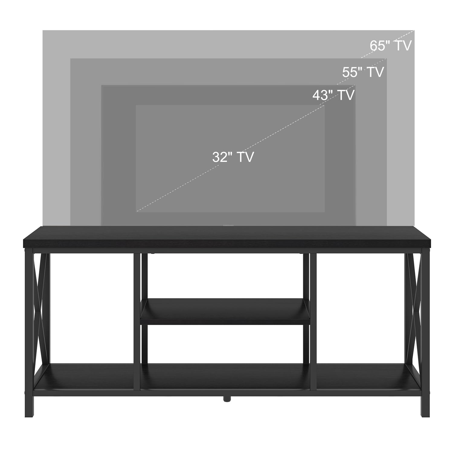 EXCEFUR 55 Inch TV Stand for Televisions up to 65 Inch, Modern Entertainment Center with Storage Shelves, Media TV Consoles for Living Room, Bedroom, Industrial Black Oak