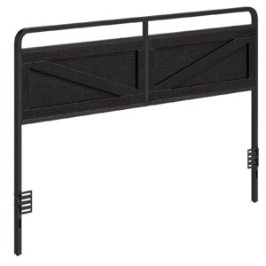 hoobro wooden panel headboard, queen headboard, minimalist headboard with metal frame, height adjustable, headboard with bed frame adapter, black