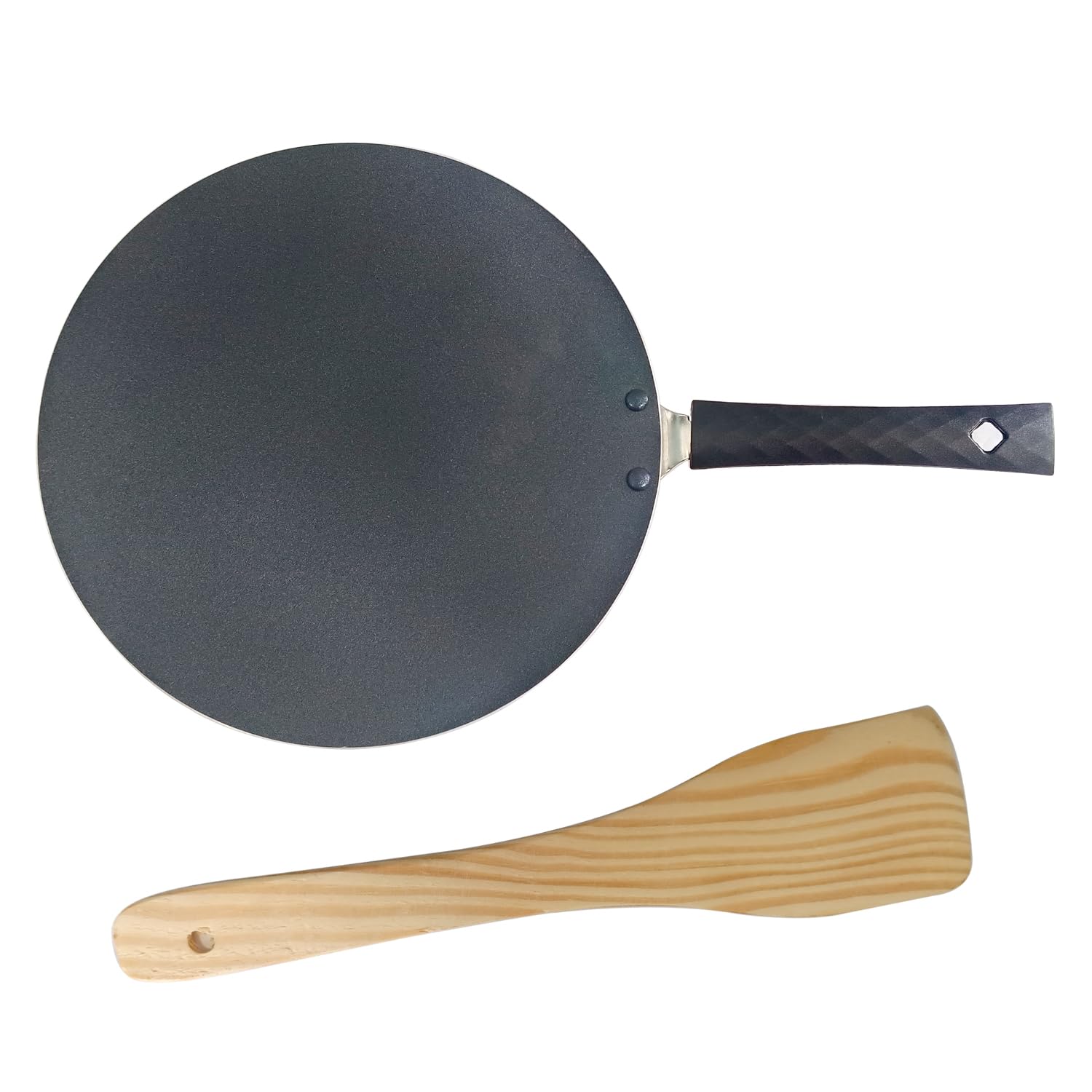 G & D Roti Pan Aluminum Tawa Concave Tava Naan Roti Chapati Multi Tawa Griddle Paratha Crape Pan Comal Indian Chapati Pan Skillet Pan for Omelette Pan 10.8 Inch (3.2 MM), Black