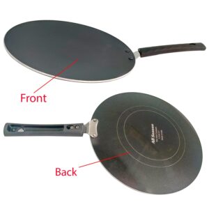 G & D Roti Pan Aluminum Tawa Concave Tava Naan Roti Chapati Multi Tawa Griddle Paratha Crape Pan Comal Indian Chapati Pan Skillet Pan for Omelette Pan 10.8 Inch (3.2 MM), Black