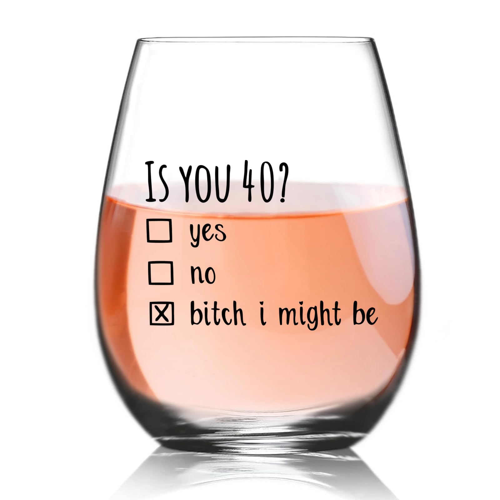 40th Birthday Gifts for Women and Men Wine Glass, Birthday Decorations for Women, Funny Is You 40 Gift Idea for Wine Lovers, 40 Year Old Birthday Gifts for Him, Her, Mom, Dad, Husband, Wife - 16oz