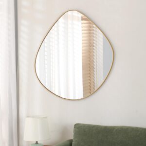 bikarsoul irregular wall mirror metal gold framed wall mirror for living room bedroom bathroom entryway wall decor 31.5"*32" bks002gold